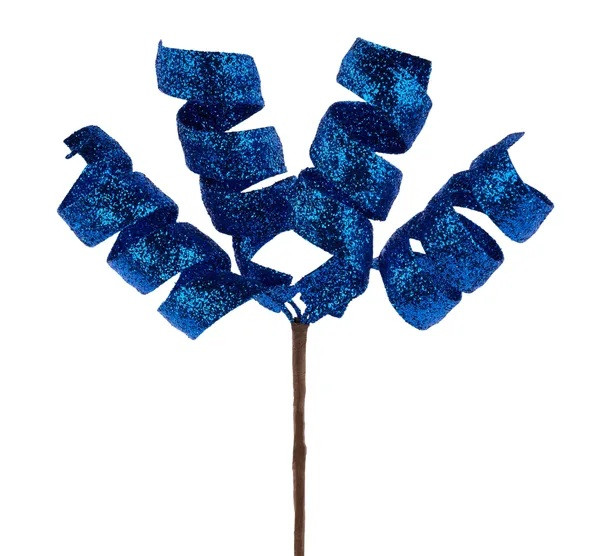 Royal Blue Glittered Curl Pick 11in
