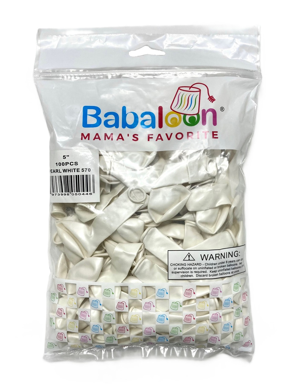 5in Pearl White Latex Balloons 100 count