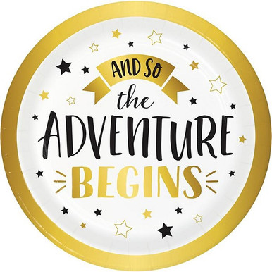 Adventure Begins Foil Stamped Luncheon Plates - Party Time, Inc.