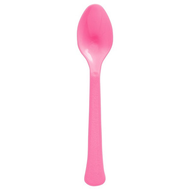Bright Pink Plastic Spoons Box - Party Time, Inc.