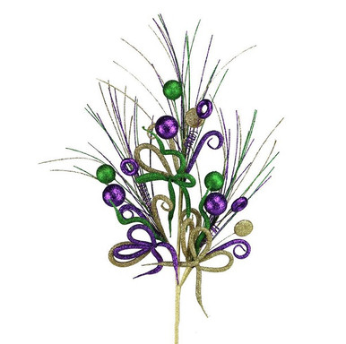 Mardi Gras Glittered Tubing Bow Spray - Party Time, Inc.