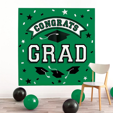 Green Grad Backdrop - Party Time, Inc.
