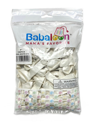 5in Pearl White Latex Balloons 100 count