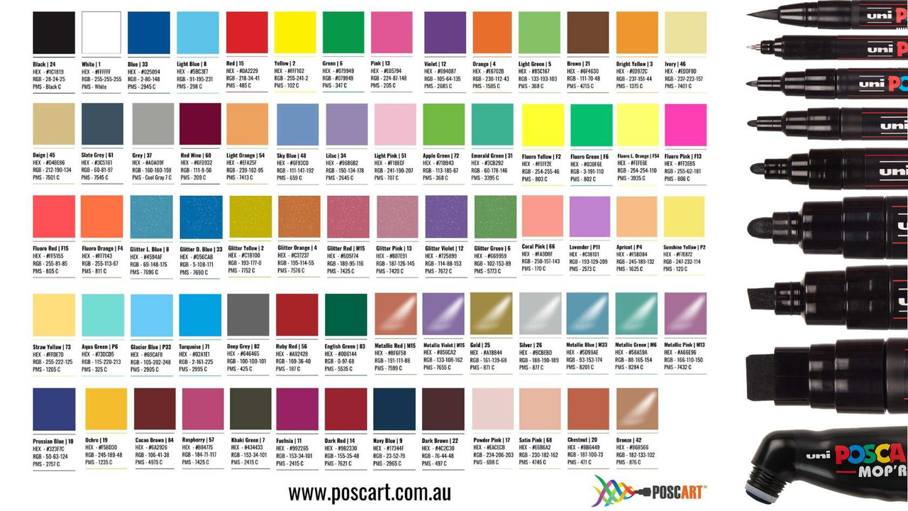 POSCA Marker Colours & Their Pantone (PMS) Equivalents - PoscART