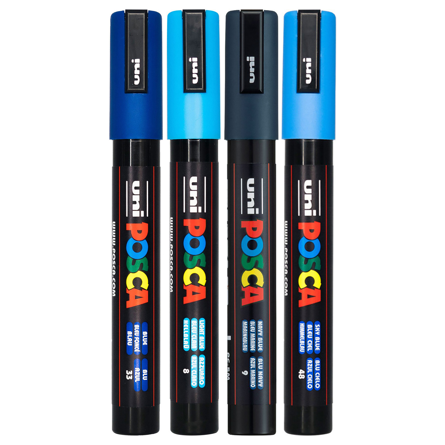 Posca PC-5M Paint Marker Pen Blue Assorted Wallet 4 | PoscART
