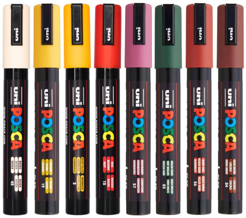 POSCA PC-5M Autumn Tones Set of 8 Paint Markers | PoscART