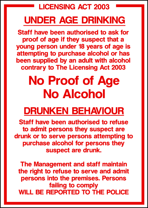 licensing act 2003 sign