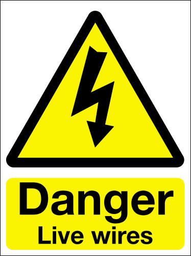Danger live wires adhesive sign - Signs 2 Safety