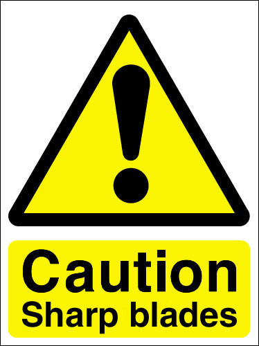Caution sharp blades adhesive sign - Signs 2 Safety