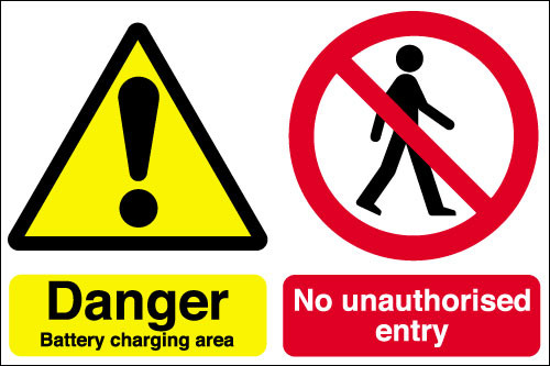 Danger battery charging area No unauthorised entry sign - Signs 2 Safety