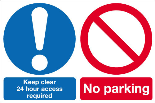 Keep clear 24hr access required No parking sign - Signs 2 Safety