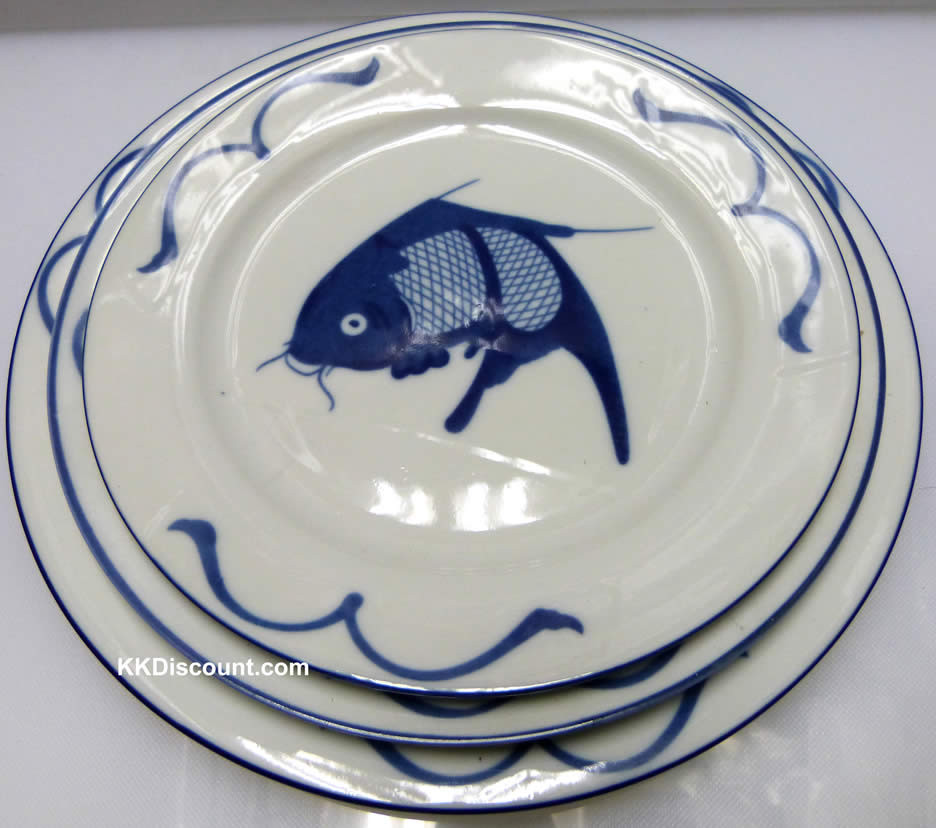 Blue Carp Fish 9 Inch Plate - K. K. Discount Store