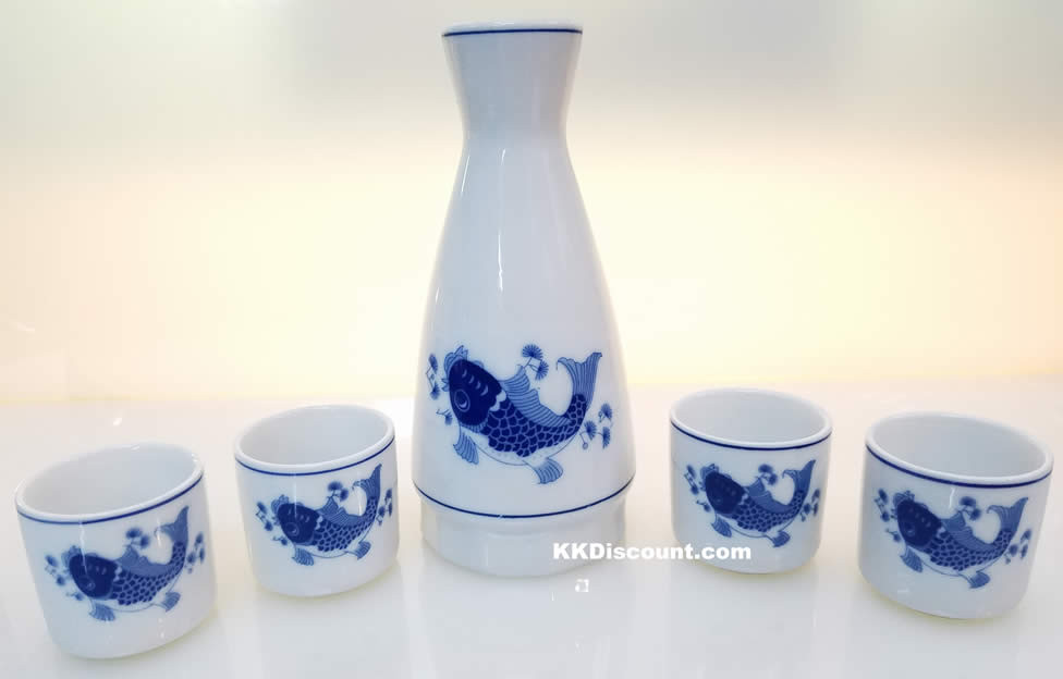 Modern Blue Koi Fish Sake Set - K. K. Discount Store