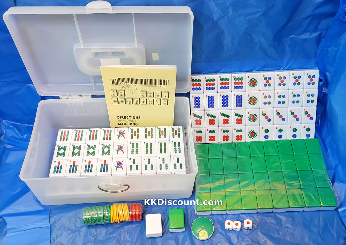 Green Mahjong Tiles Game Set with Numbers and English Instruction - K ...