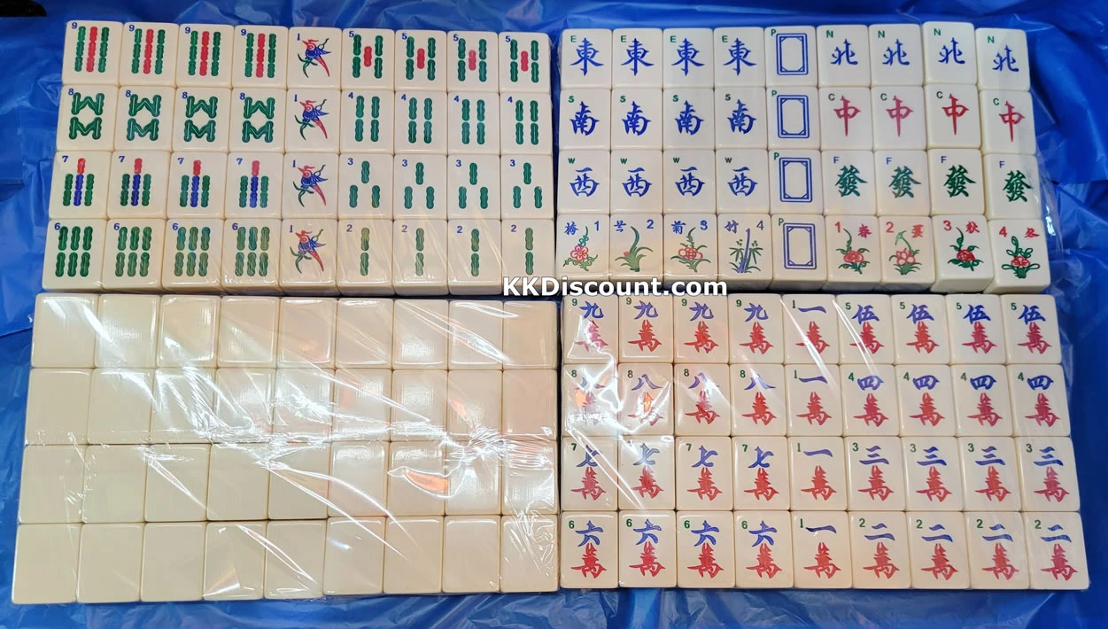 Ivory Color Mahjong Tiles Game Set with Numbers and English Instruction ...