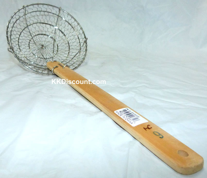 6 Inch Stainless Steel Basket Spider Skimmer with Bamboo Handle - K. K ...