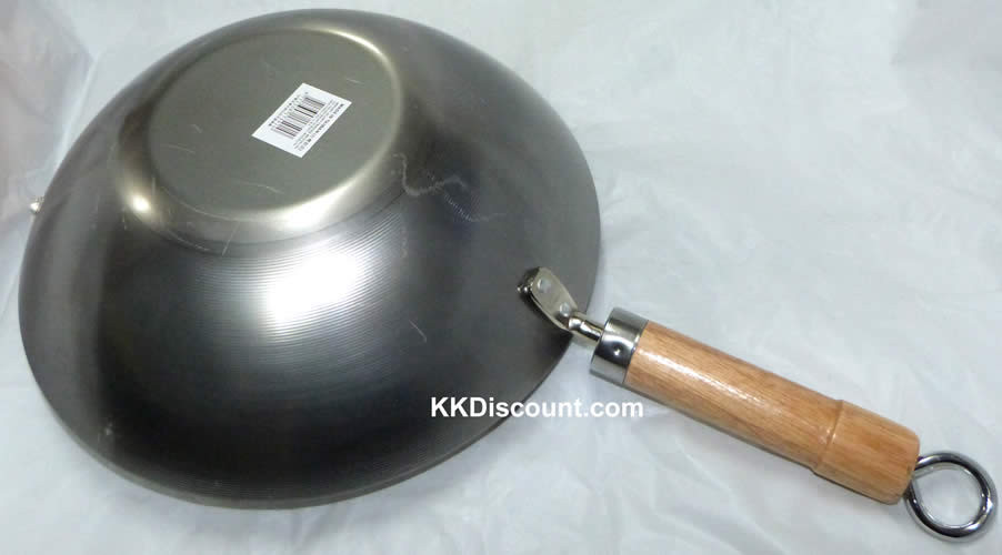 14 Inch Carbon Steel Flat Bottom Chinese Wok - K. K. Discount Store