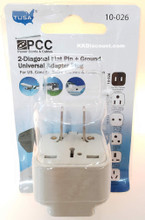 2 Diagonal Flat Pin Ground Universal Adapter Plug - K. K. Discount Store