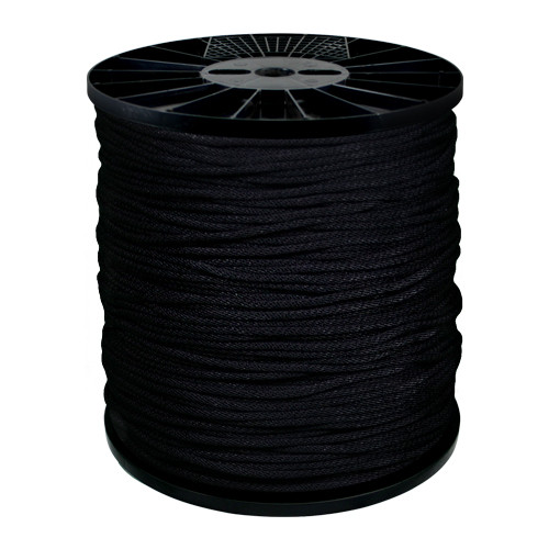 1/8" Nylon Solid Braid Rope | Black - 575 lbs Breaking Strength
