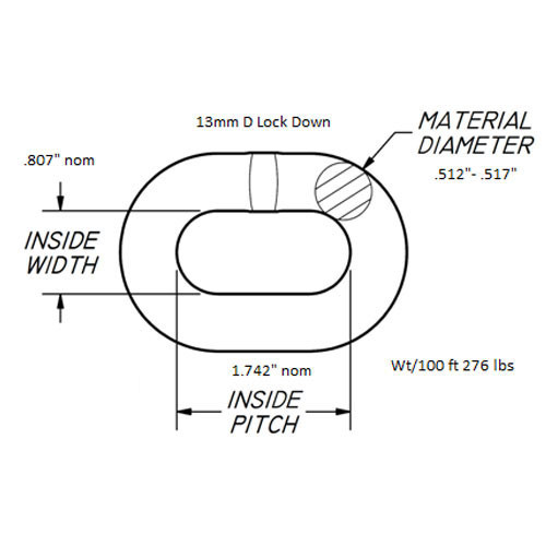 Laclede 1/2" (13mm) Square "Lockdown" Security Chain - #1973-200-34