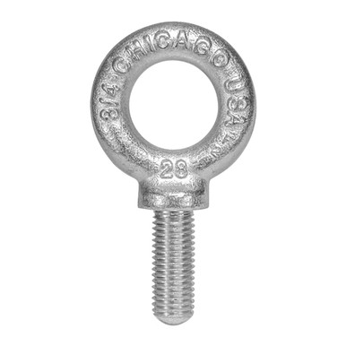 Chicago 1/2" x 1-1/2" Zinc-Plated Machinery Eye Bolt - 2600 lbs WLL ...