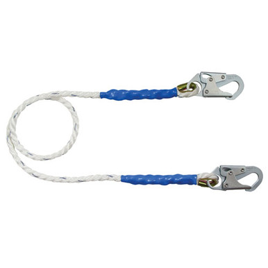 FallTech 5/8" x 4ft Single Leg Rope Positioning Lanyard w/ Snap Hooks ...
