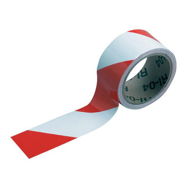 Mutual 2" x 54 ft Red / White Warning Stripe Tape - #17770-1079-2018