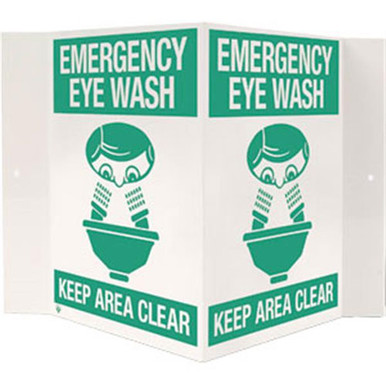 Safety Sign - "Emergency Eye Wash" - 3-D