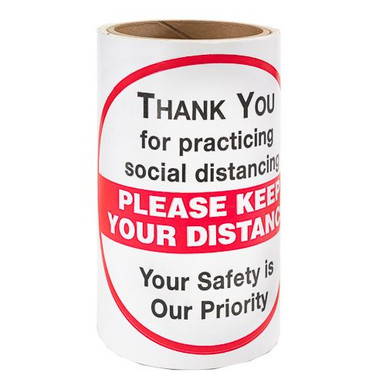 Harris 6" Red / White Social Distance Decals - #01ZMC650WT