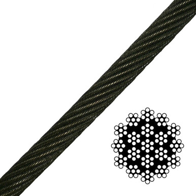9/16" 19x7 Spin-Resistant Wire Rope - 27200 lbs Breaking Strength