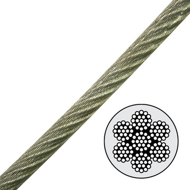 1/8" - 3/16" PVC Coated Galvanized Aircraft Cable - 2000 lbs Breaking ...