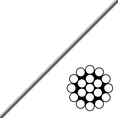 3/16" 1x19 Stainless Steel Strand Cable - 4270 lbs Breaking Strength