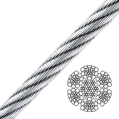 5/8" 6x26 Super Swaged Galvanized Wire Rope - 54000 lbs Breaking Strength