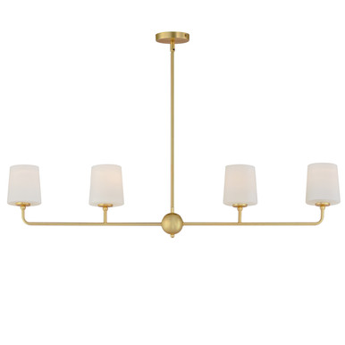 Bristol Four Light Linear Chandelier in Satin Brass
