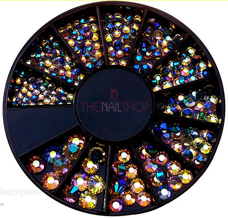 Rainbow Peach AB Flatback Crystal Rhinestone Wheel - 240PCS (1mm-5mm)