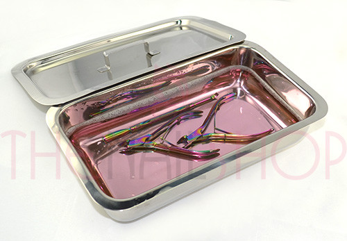 Stainless Steel Implement Sanitising Tray with Lid (22cm X 12cm X 5cm)
