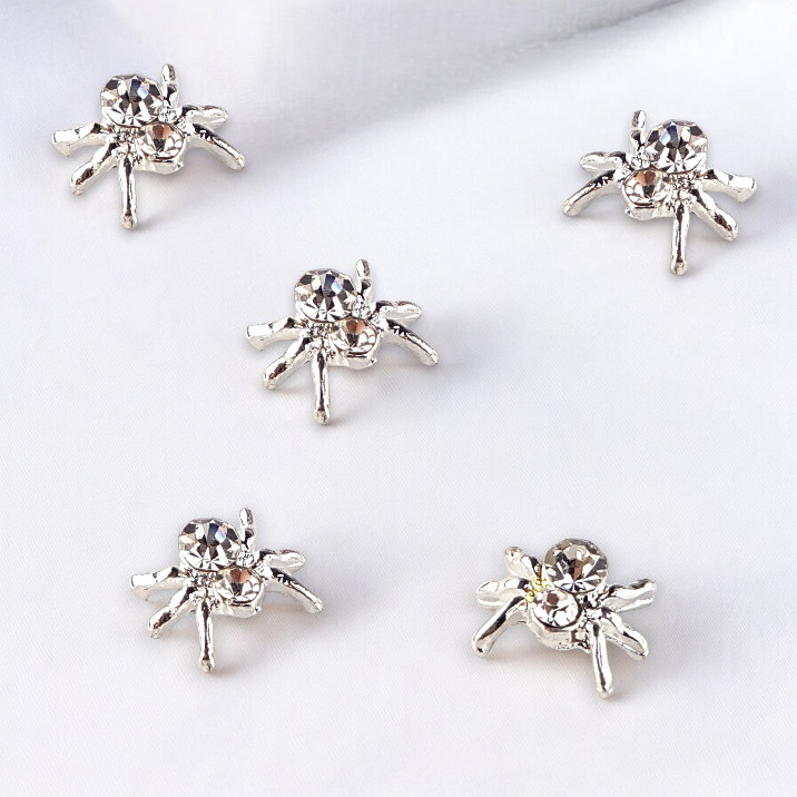 Silver Crystal Spider Charms (Pack of 5PCS)