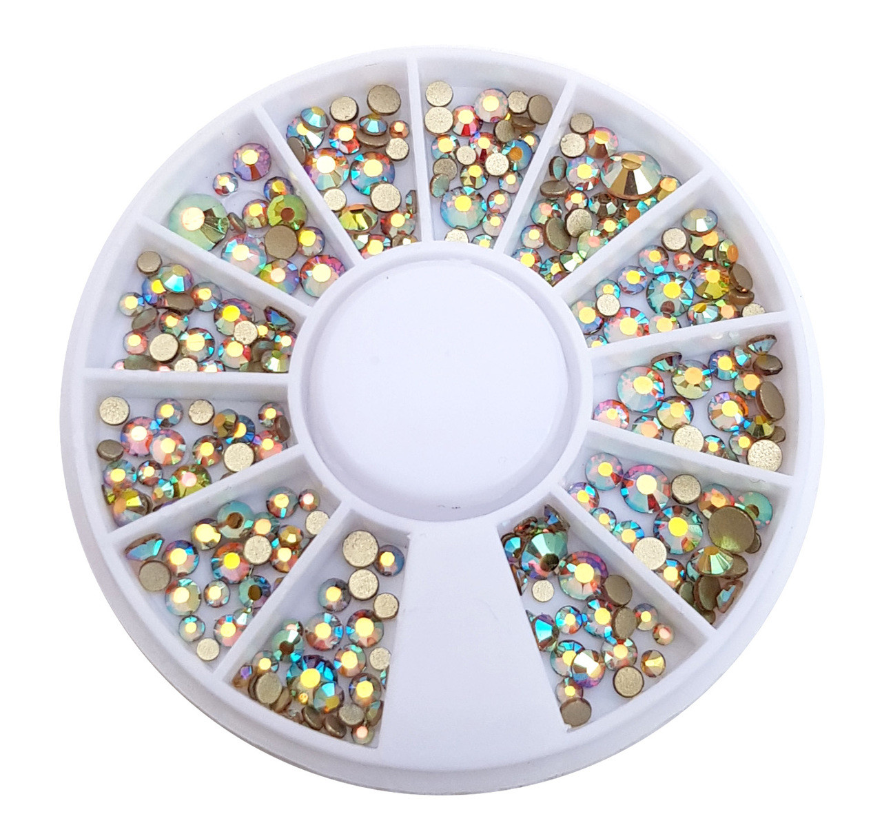 Rainbow Peach AB Flatback Crystal Rhinestone Wheel - 240PCS (1mm-5mm)