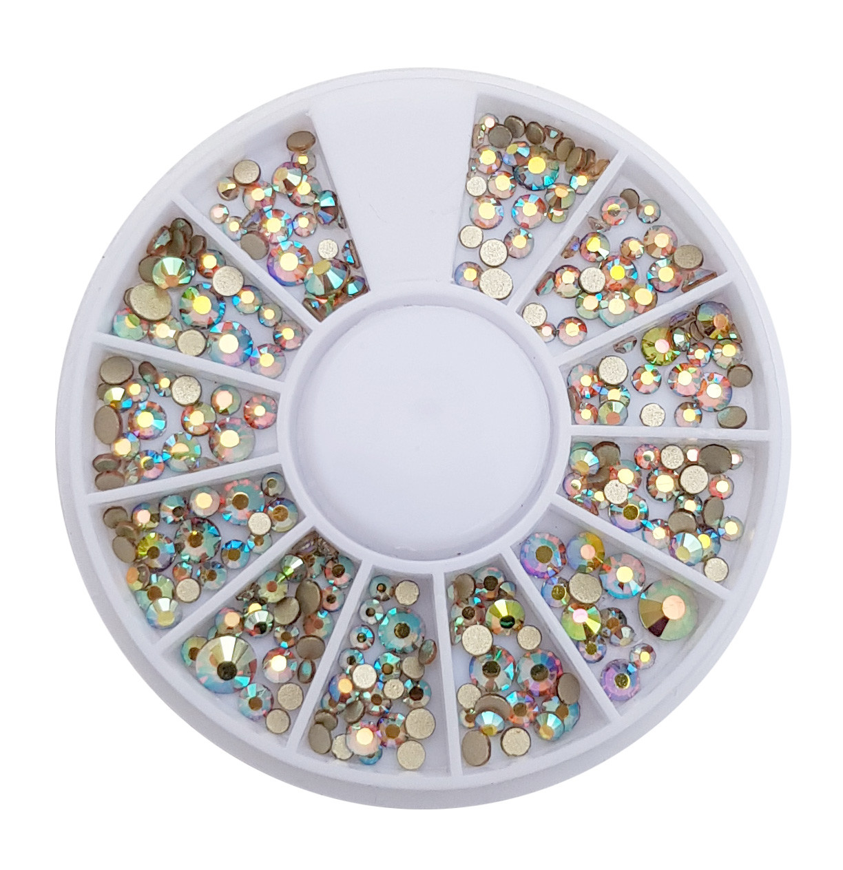 Rainbow Peach AB Flatback Crystal Rhinestone Wheel - 240PCS (1mm-5mm)