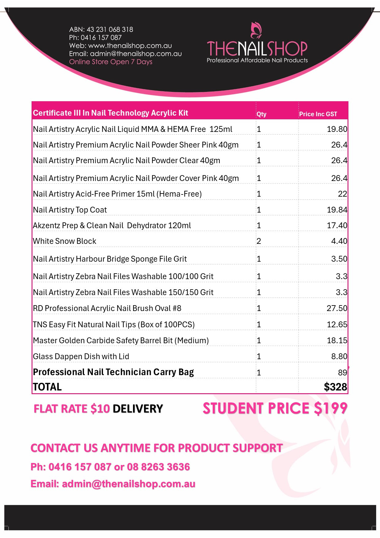 Certificate III In Nail Technology Acrylic Nails Kit (TAFE NSW ONLY ...