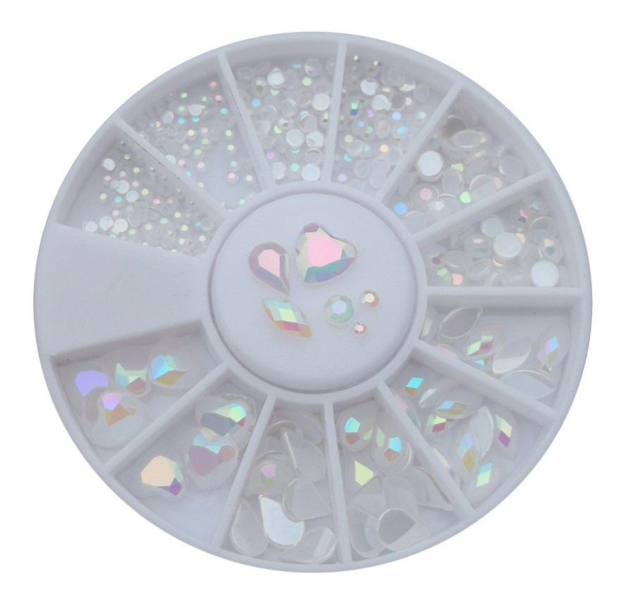 AB Pink Pearl Flatback Resin Rhinestone Nail Art Wheel (300PCS) - Great ...