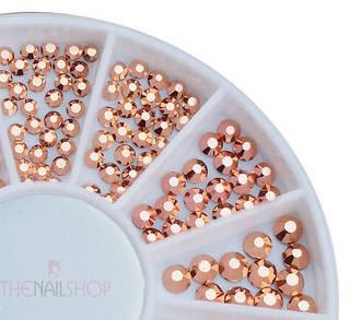 Rose Gold Metallic Flatback Rhinestone Wheel 240PCS (12 Sizes: 1mm-5mm)