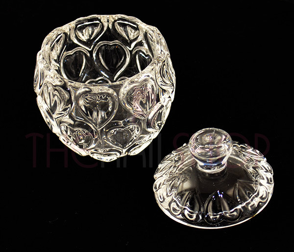 Single Large Glass Dappen Dish With Lid (Heart Design) - The Nail Shop