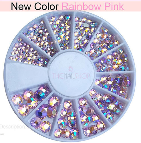 Rainbow Pink AB Flatback Crystal Rhinestone Wheel - 240PCS (1mm-5mm)