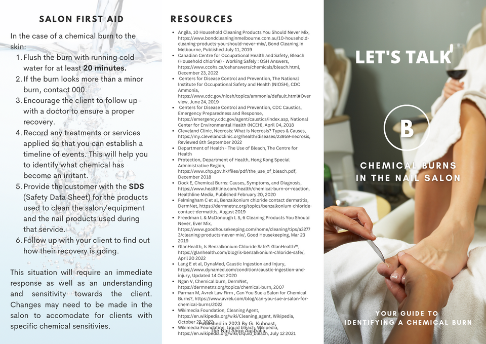 Let's Talk: Chemical Burns In The Nail Salon (FREE Flyer)