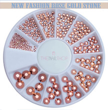 Rose Gold Metallic Flatback Rhinestone Wheel 240PCS (12 Sizes: 1mm-5mm)