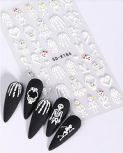 5D White Skeleton Nail Art Stickers (Peel & Stick)