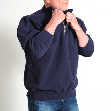 Dark Navy Zip-Neck Sweatshirt | 100% Cotton