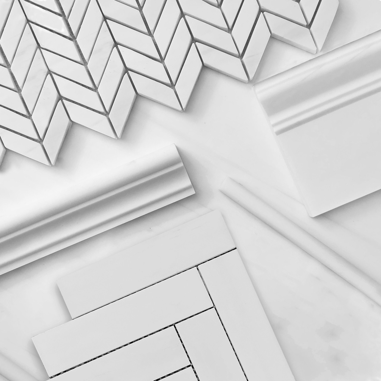 Dolomite Marble 2x8 Herringbone Mosaic Tile Honed Sample