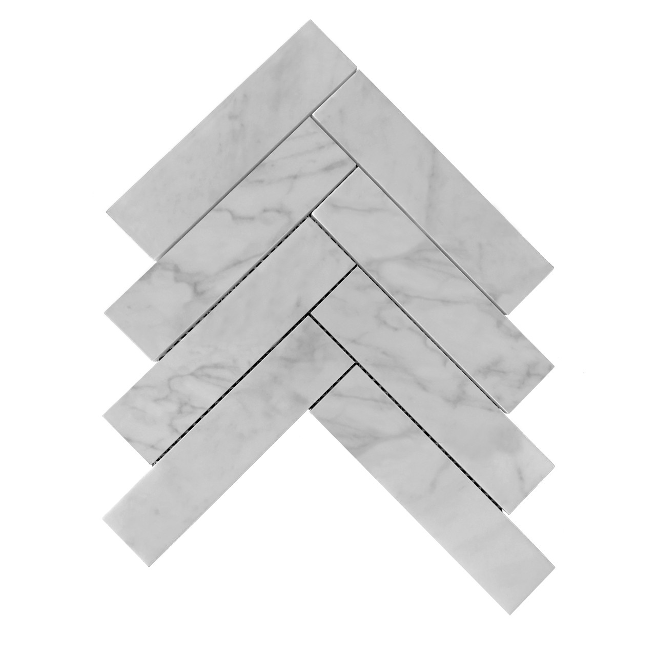 Carrara Marble 2x8 Herringbone Mosaic Tile Honed Sample